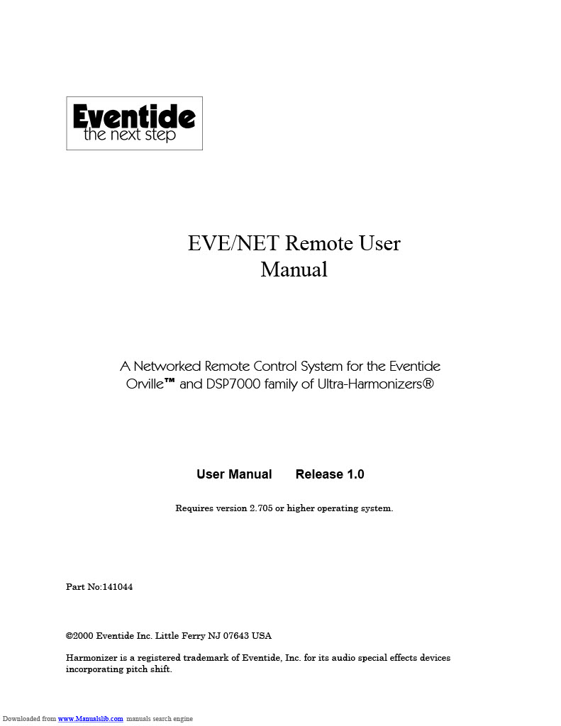 Eve/Net - Eventide Audio