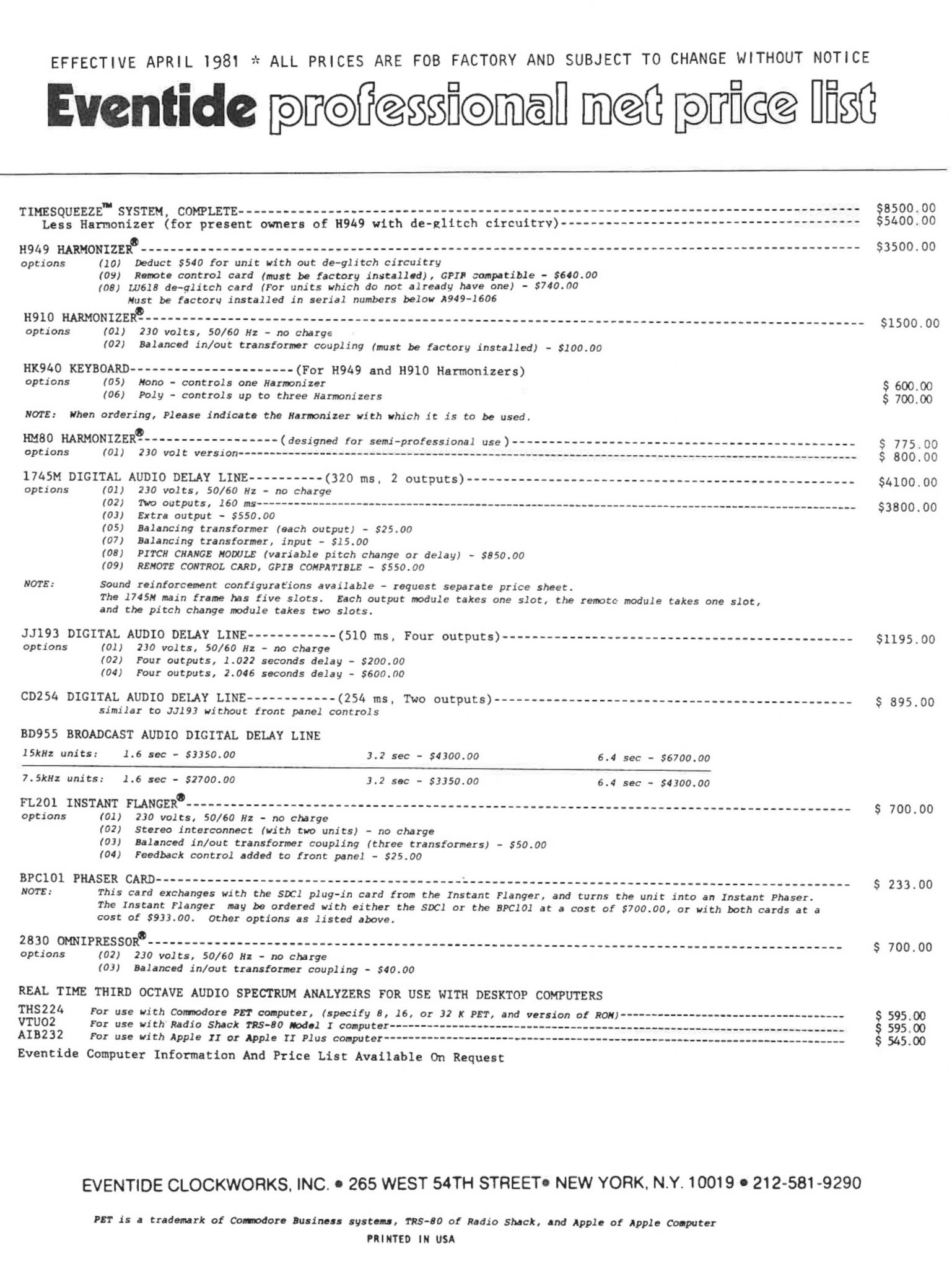H949 Harmonizer - Eventide Audio
